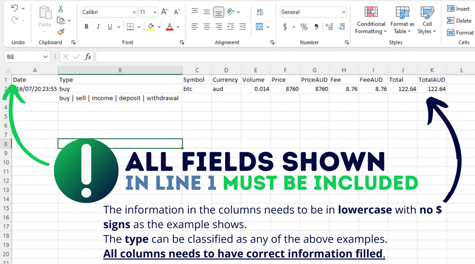 How to create a custom CSV file - Crypto Tax Calculator Australia